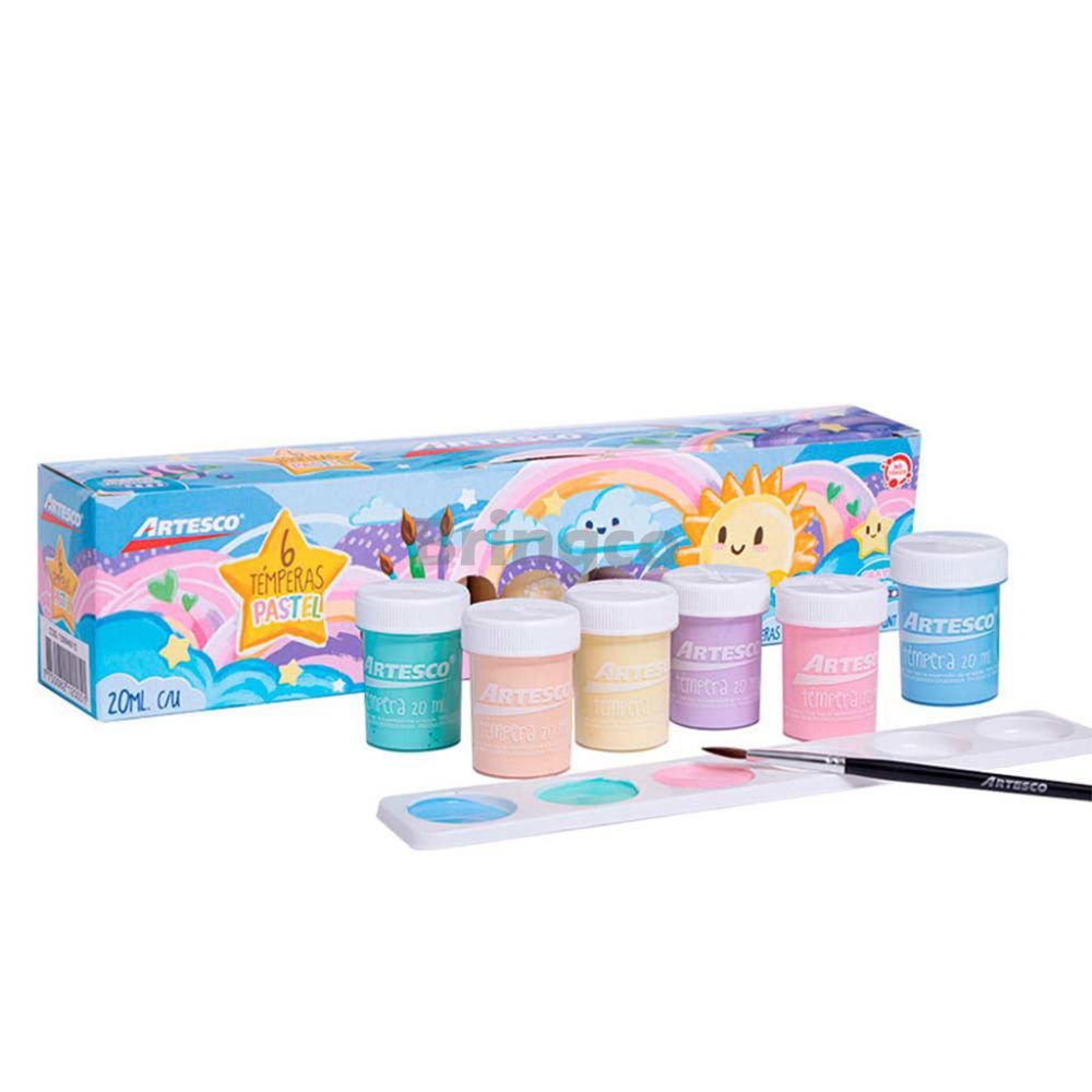 Tempera Artesco Pastel 20 ml Paq x 6 Colores (Br)