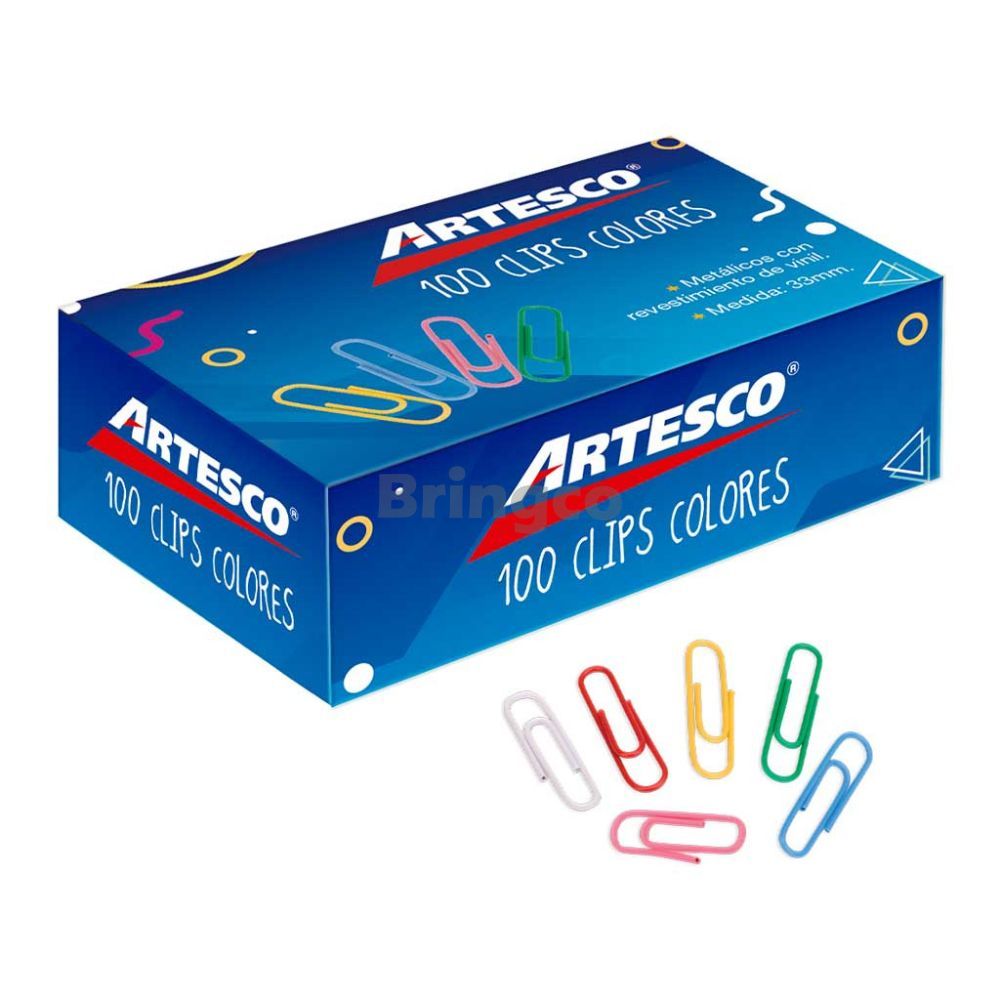 Clip Metalico Artesco Nro 4 Colores Surtidos Caja x 100 und (Br)